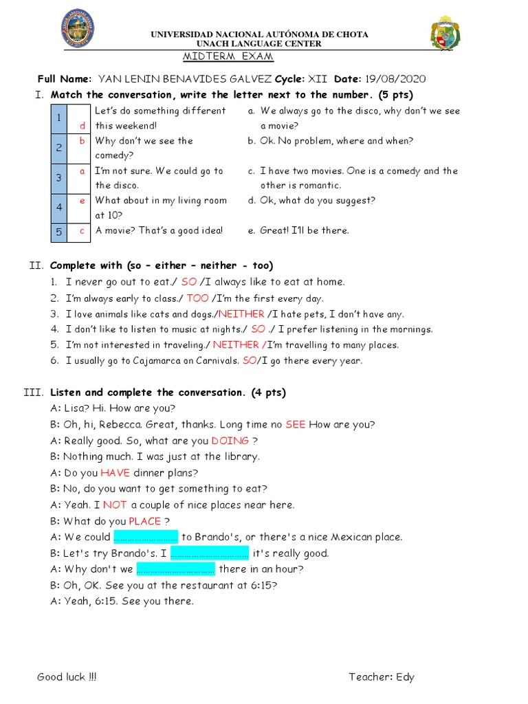 Examen English Pdf Pdf