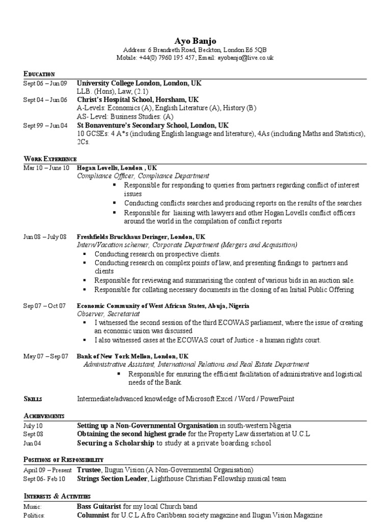 Ayo Banjo CV | PDF | Government | Business