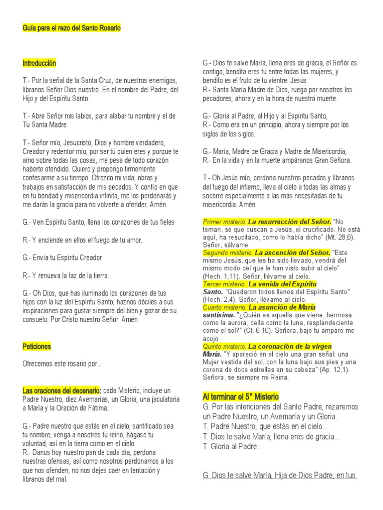 Guía para El Rezo Del Santo Rosario | PDF | María, madre de Jesús ...