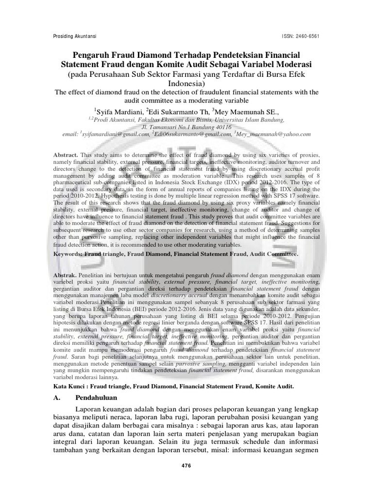 Fraud Diamond Impact on Financial Fraud Detection | PDF | Audit ...