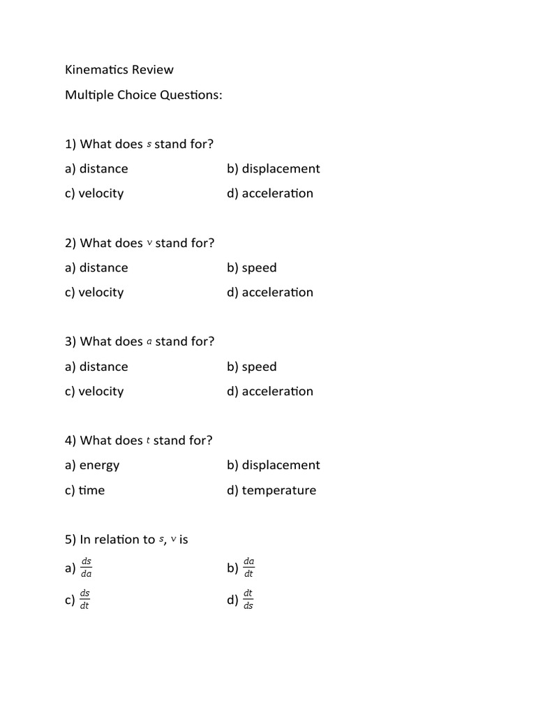 IGCSE Kinematics Review | PDF | Teaching Methods & Materials | Science ...