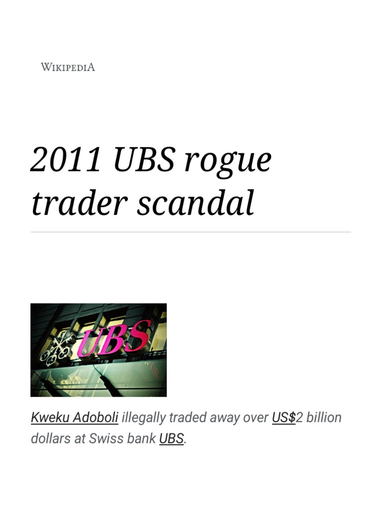 UBS Rogue Trader Scandal | PDF | Financial Services | Business