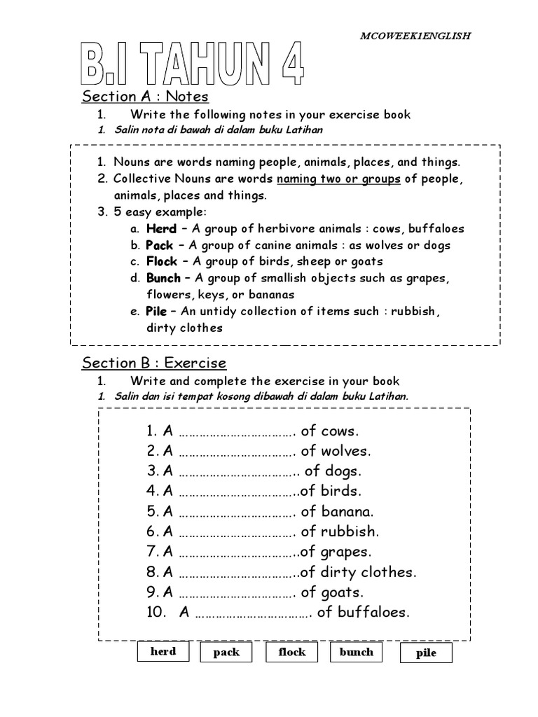 Latihan PKP Bahasa Inggeris TAHUN 4 | PDF | Herd | Domesticated Animals