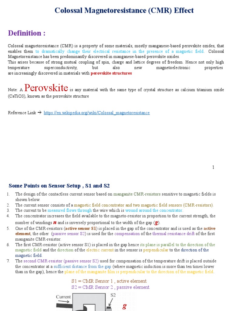 Perovskite: Colossal Magnetoresistance (CMR) Effect | PDF | Magnetic ...
