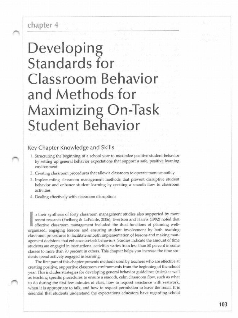 Chapter 4 Developing Standards For Classroom Behavior And Methods For
