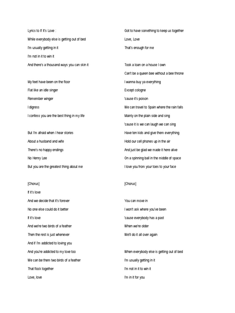 If It's Love: Lyrics Overview | PDF