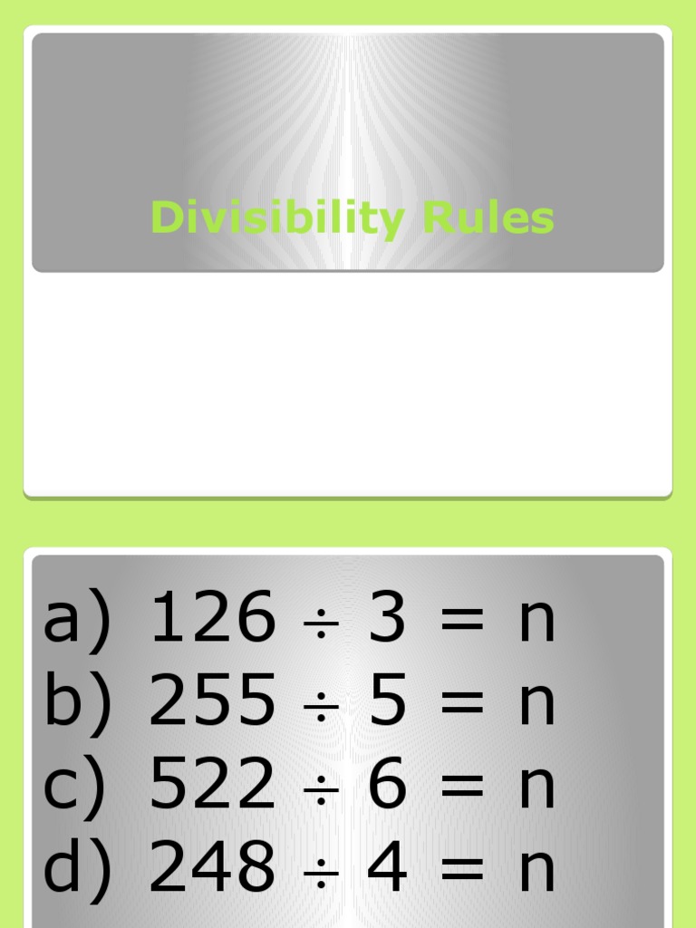 Divisibility Rules 2,5 and 10 | PDF | Teaching Mathematics