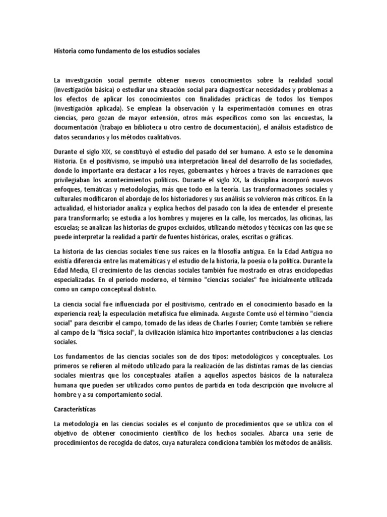Historia Como Fundamento de Los Estudios Sociales | PDF | Ciencias ...