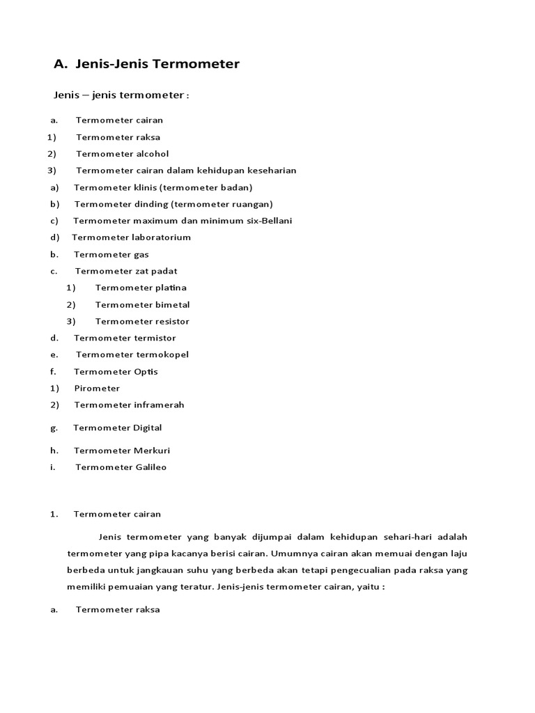 Jenis-Jenis Termometer dan Fungsinya | PDF | Sains & Matematika ...