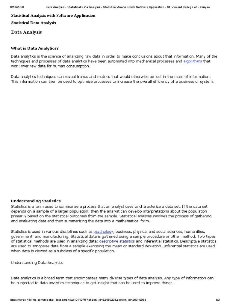 Statistical Data Analysis | PDF | Data Analysis | Statistics