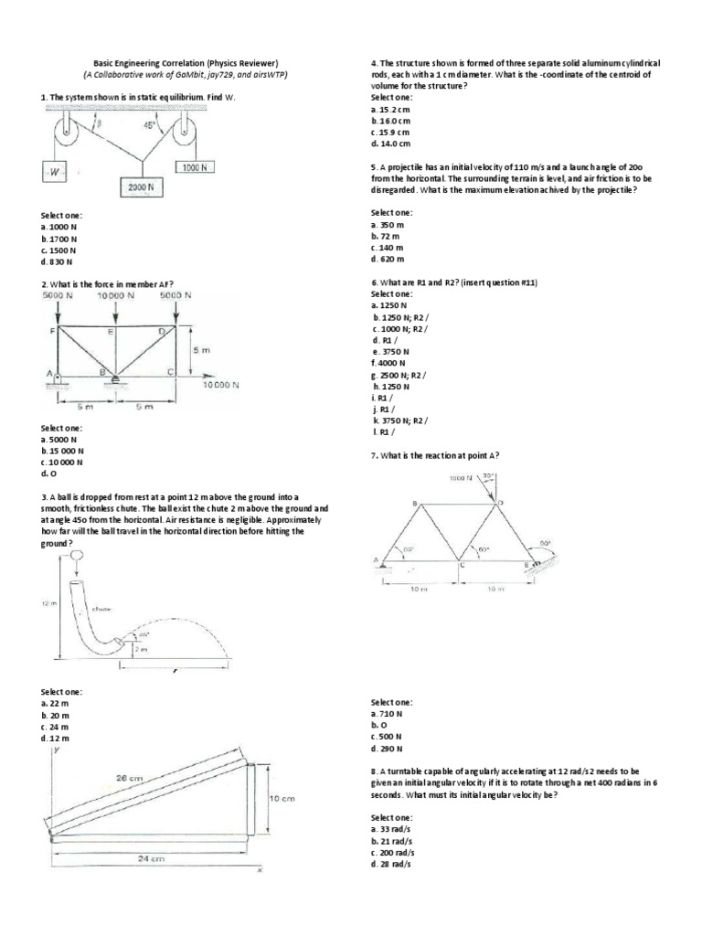 Basic Engineering Correlation Physics v4 001 | PDF | Rotation Around A Fixed Axis | Force
