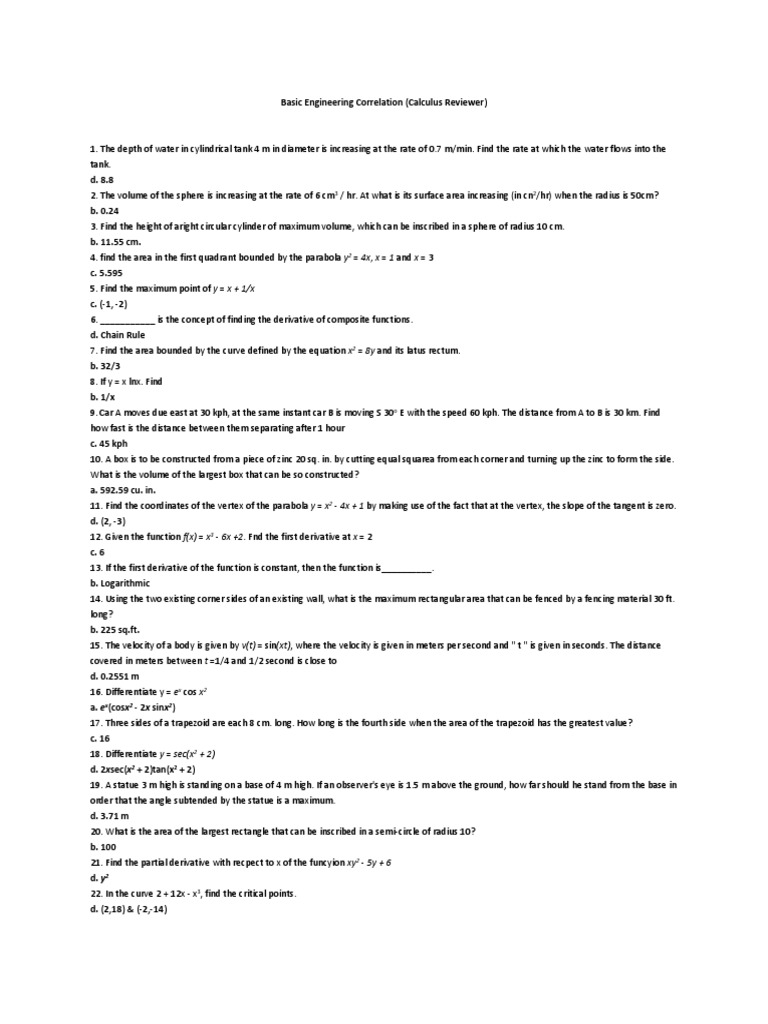 Basic Engineering Correlation Calculus v3 001 | PDF | Area | Sphere