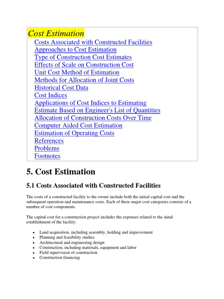 06-Project Management For Construction-Cost Estimation | PDF ...