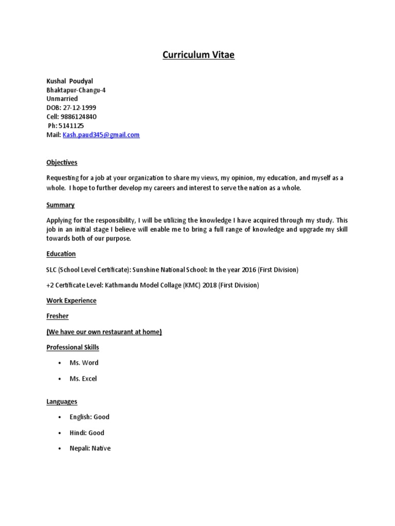 Kushal Khanal's CV Overview | PDF | Career & Growth | Business