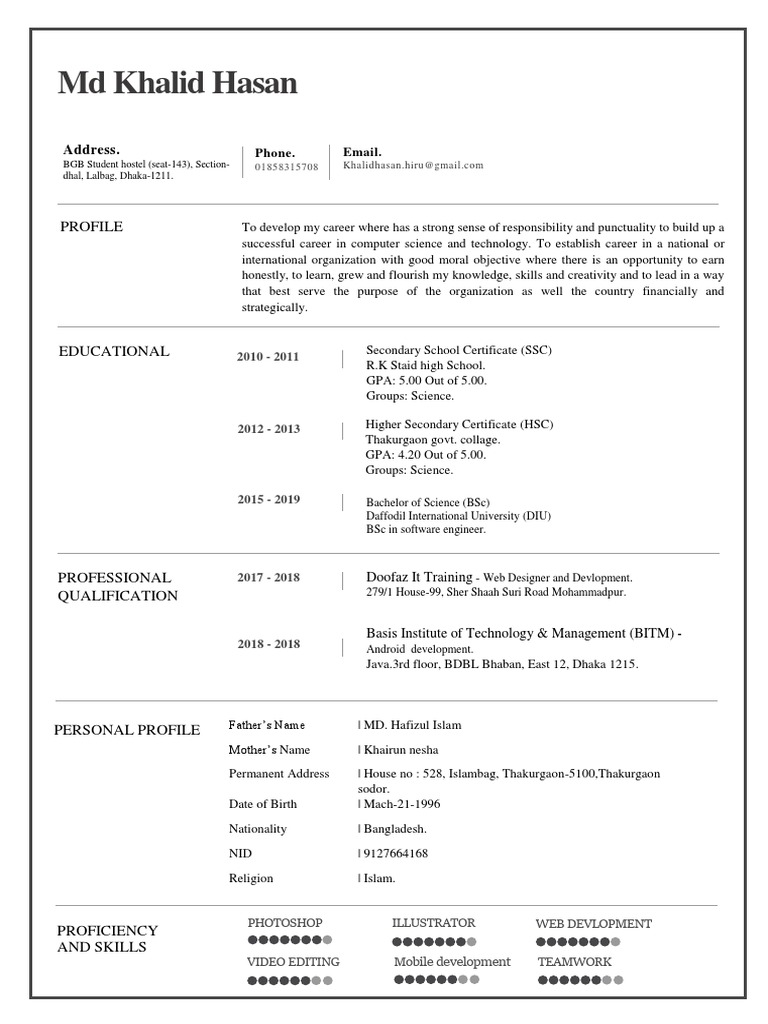 Khalid CV One Page | PDF | Computing And Information Technology | Science