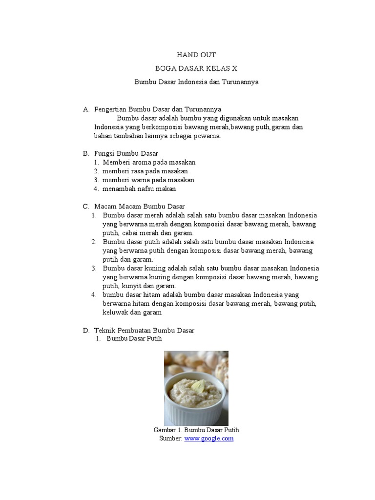 HAND OUT Bumbu | PDF