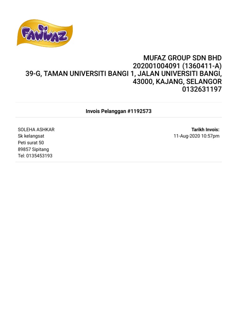 P1192573 Mufaz Group SDN BHD | PDF