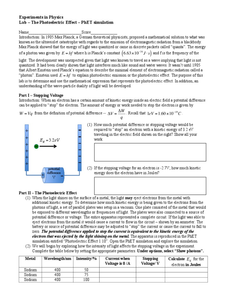 Photoelectric Effect Lab Guide | PDF | Photoelectric Effect | Light