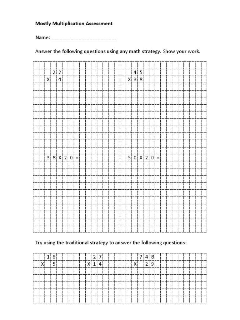 Multiplication Assessment | PDF