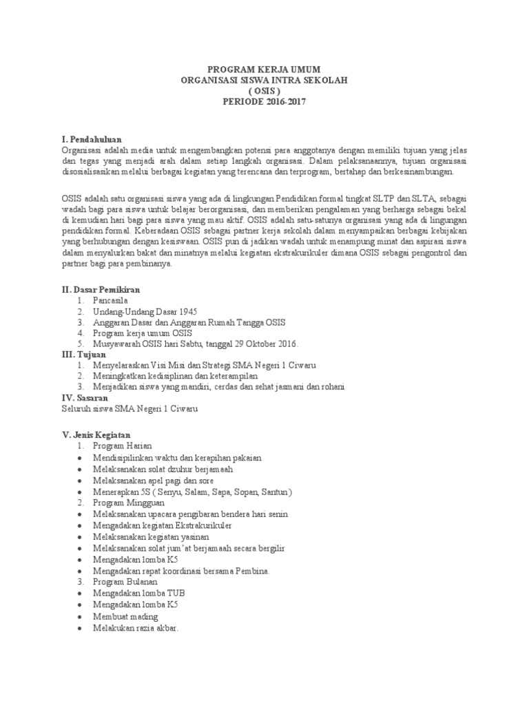 Contoh Proker OSIS Edit | PDF