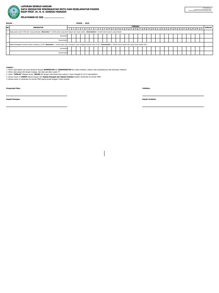 Formulir Sensus Harian | PDF
