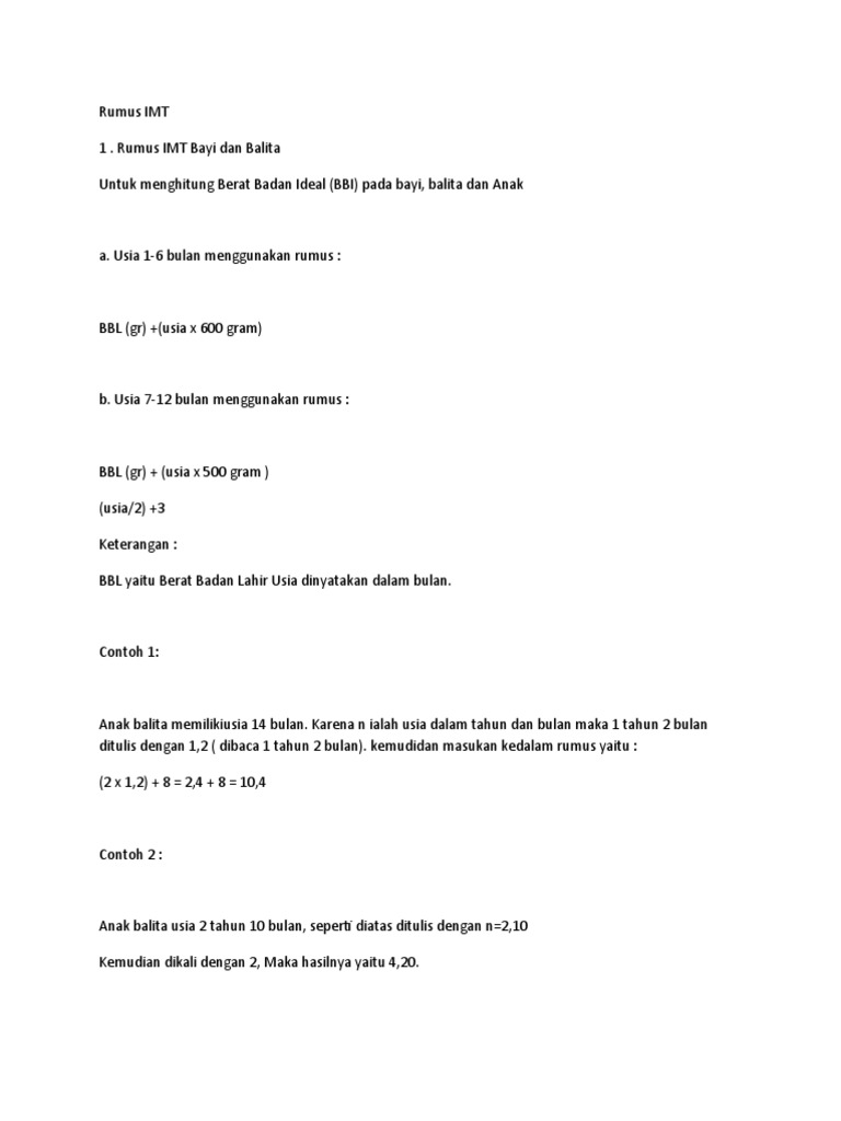 Rumus IMT | PDF | Karier & Perkembangan | Kesehatan Holistik