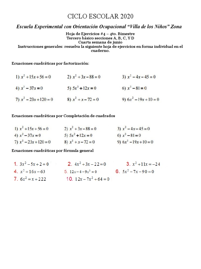 Hoja de Ejercicios #5-Tercero Basico | PDF