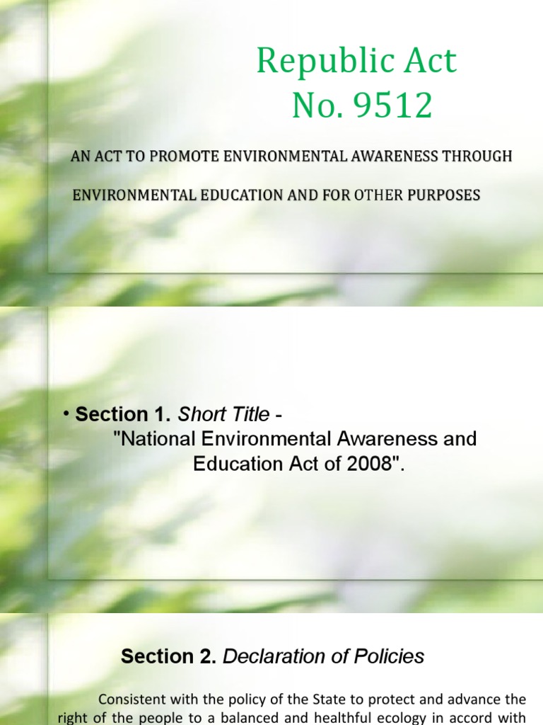 Ra 9512 | PDF | Environmentalism | Vocational Education