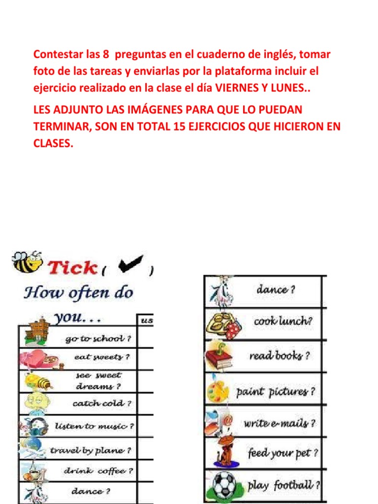 How Often Tarea y Ejercicios en Clase | PDF