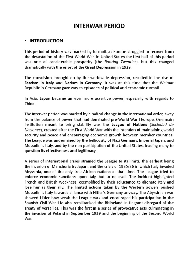 Interwar Period | PDF | Benito Mussolini | Nazi Germany