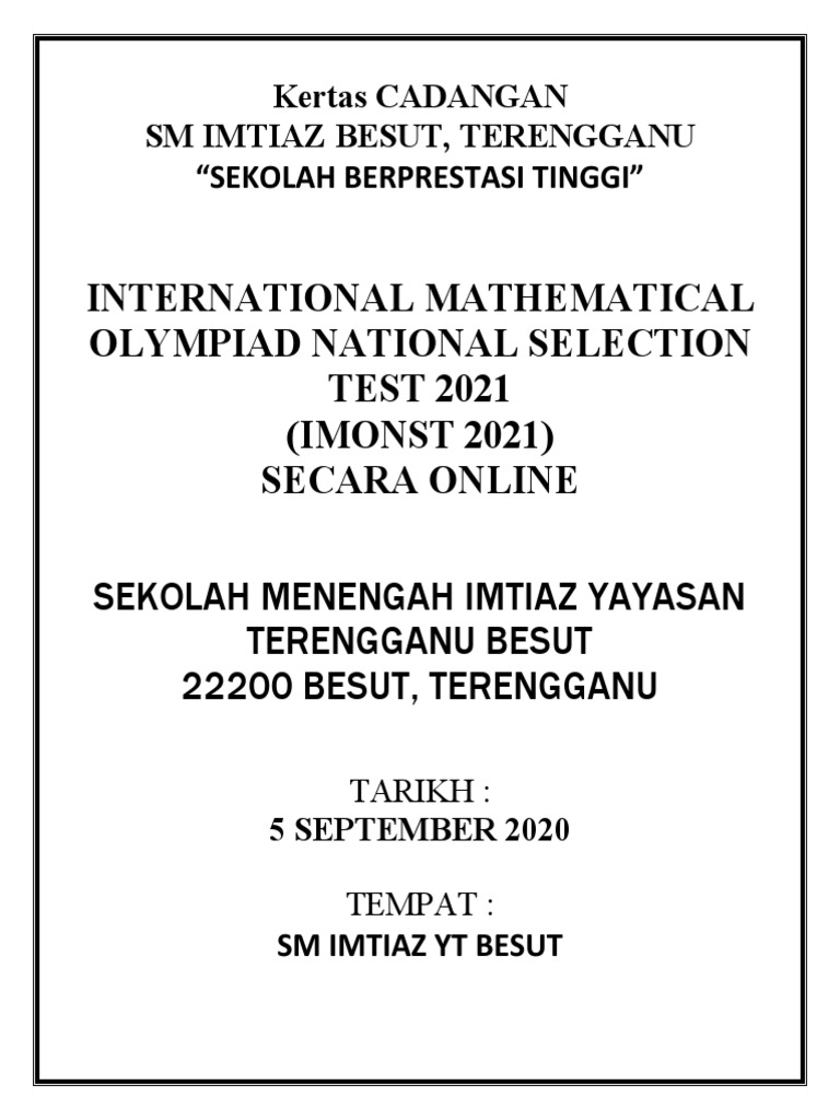 IMONST 2021 Online Selection Test Details | PDF | Behavior Modification ...