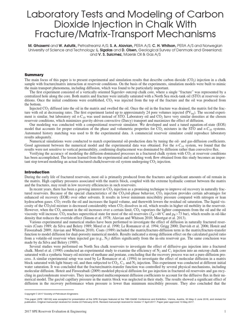 Laboratory Tests and Modeling of Carbon Dioxide Injection in Chalk With ...