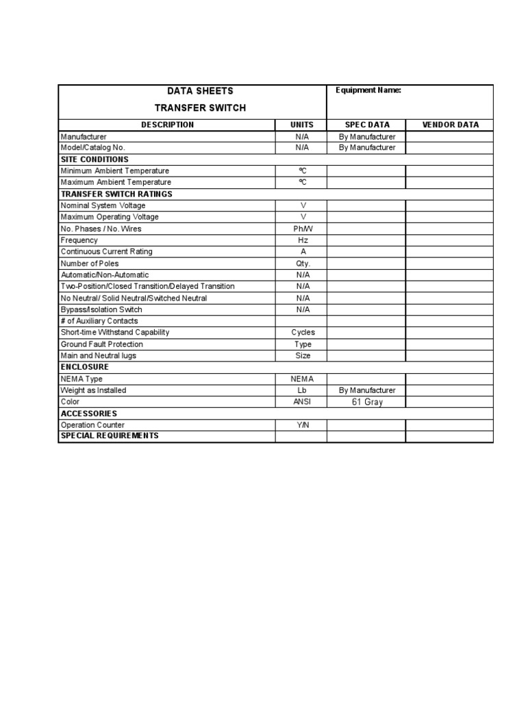 FL - Transfer Switches DATA SHEET | PDF
