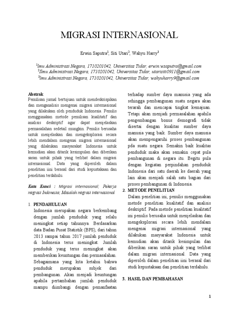 Kelompok 3 - Migrasi Internasional | PDF