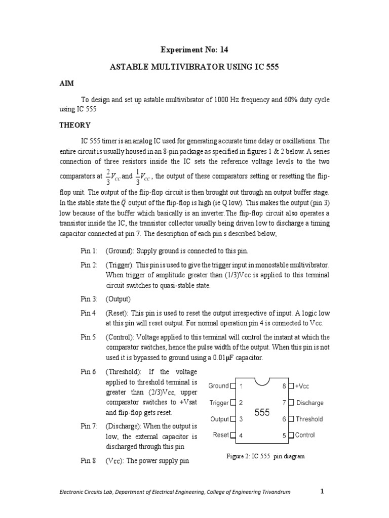 IC 555 Astable Multivibrator Experiment | PDF | Analog Circuits ...