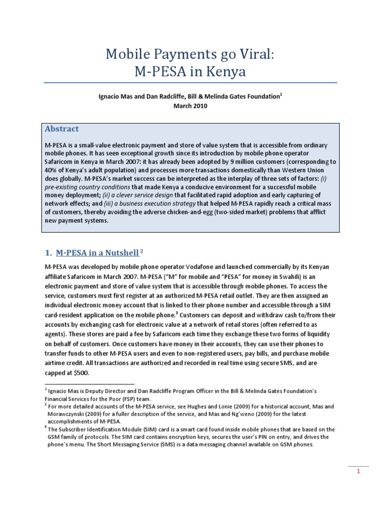 M-PESA - Kenya and Transport | PDF | Banks | Retail