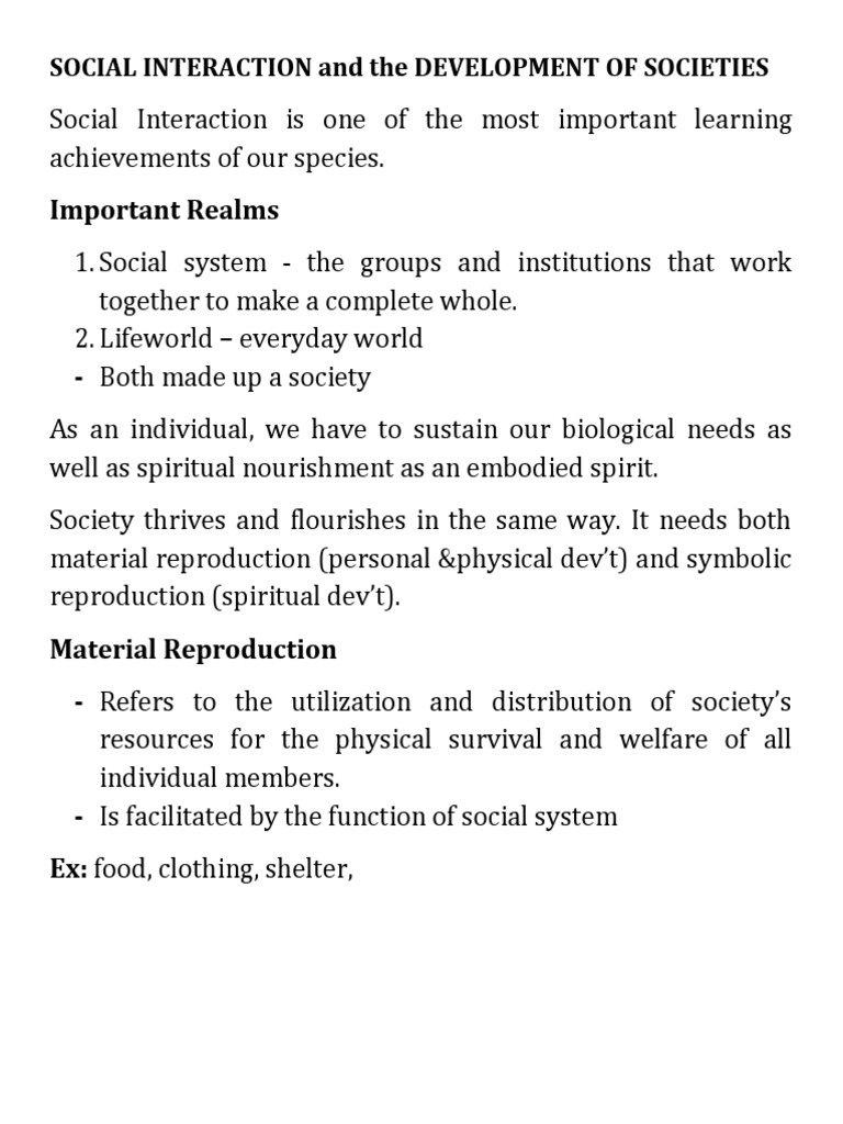 SOCIAL INTERACTION and The DEVELOPMENT OF SOCIETIES | PDF | Tribe ...