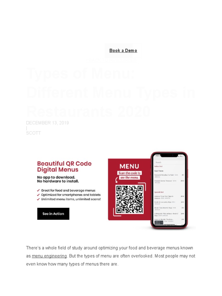 Types of Menu: Different Menu Types in Restaurants 2020: Back To ...