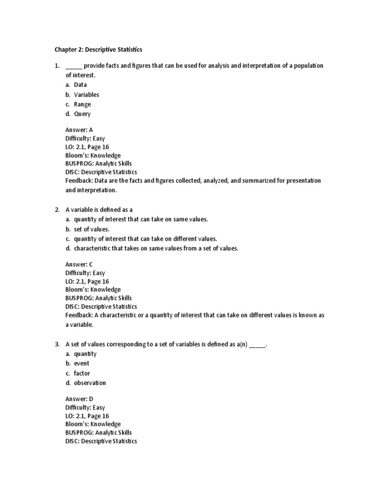 Chapter 2: Descriptive Statistics | PDF | Standard Score | Mean