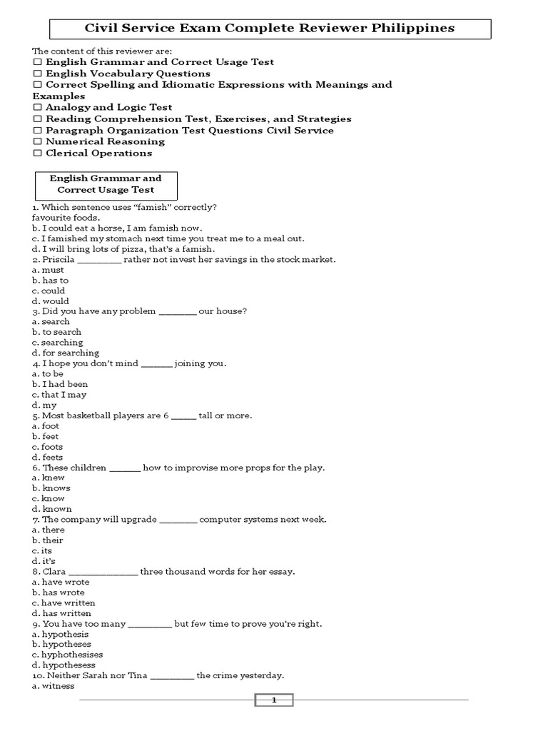Civil Service Exam Complete Reviewer | PDF | Malaysia Airlines Flight ...