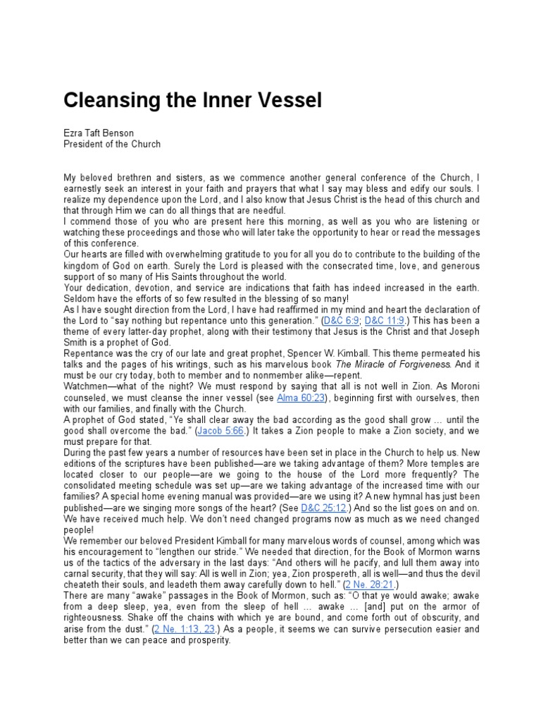 Cleansing the Inner Vessel: A Call to Repentance | PDF | The Church Of ...