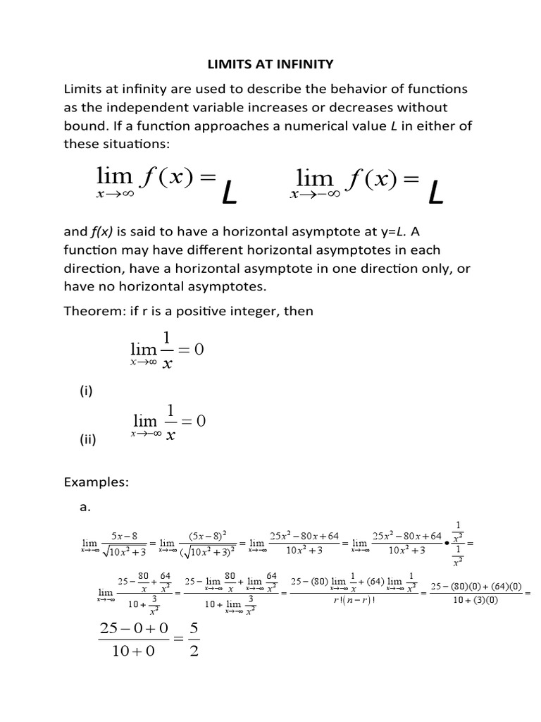Limits at Infinity | PDF | Trigonometric Functions | Elementary Geometry