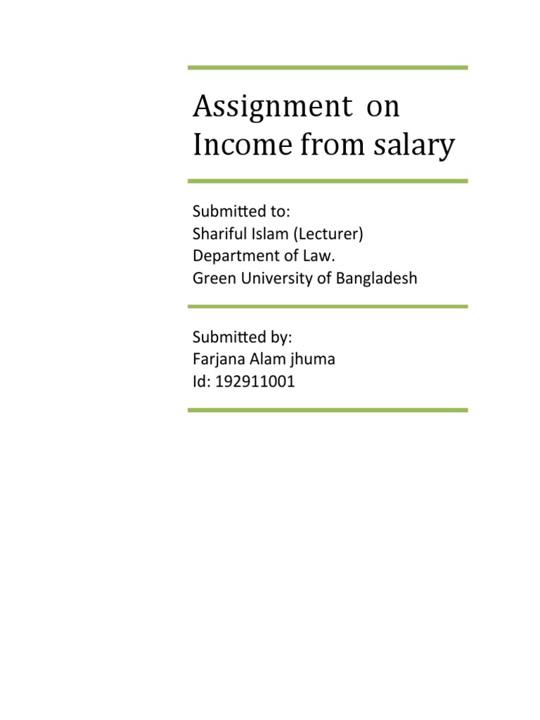 Income From Salary Assignment | PDF | Income | Salary