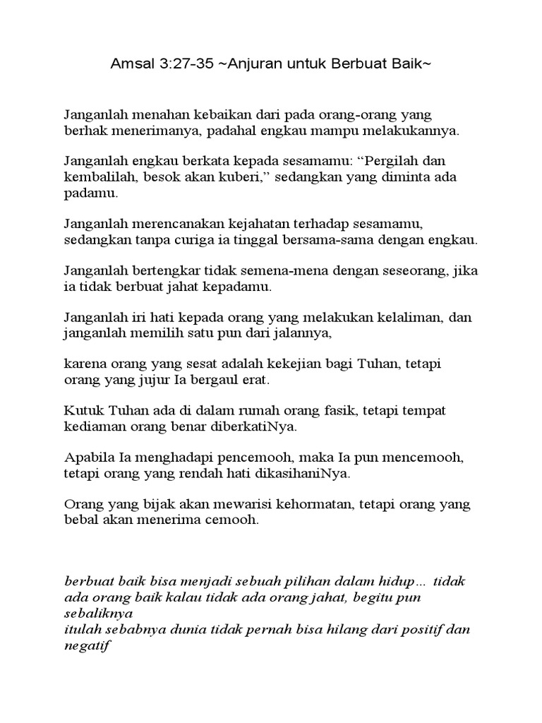 Amsal 3 27 | PDF