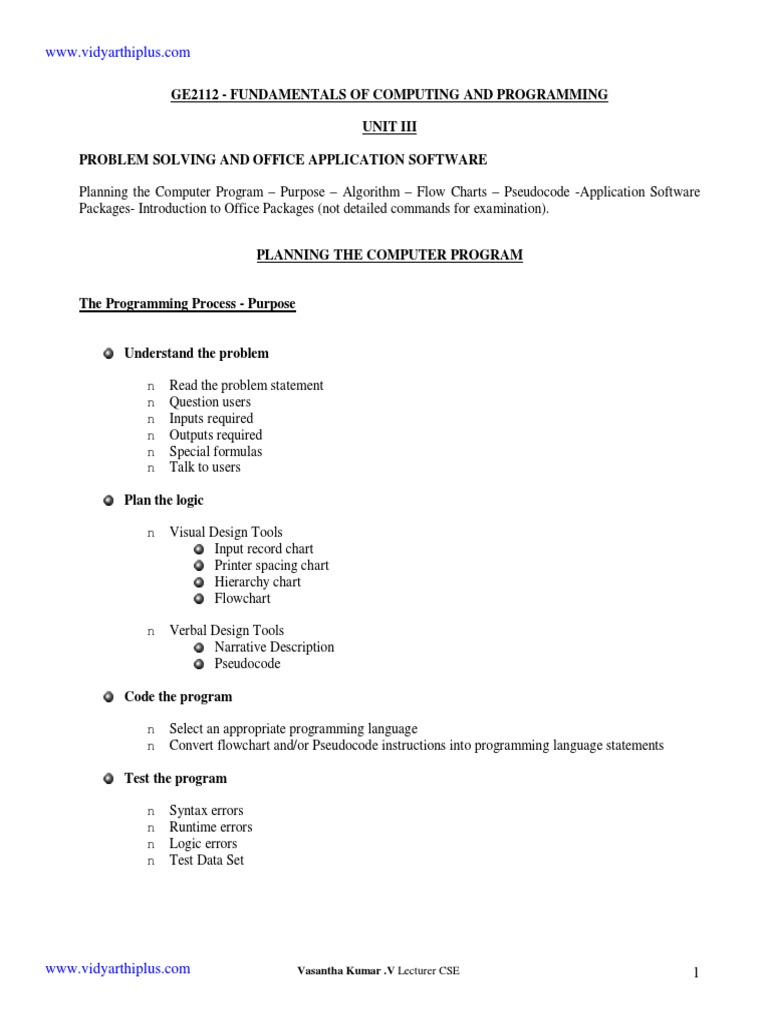 Understanding the Programming Process: A Guide to Planning Computer ...