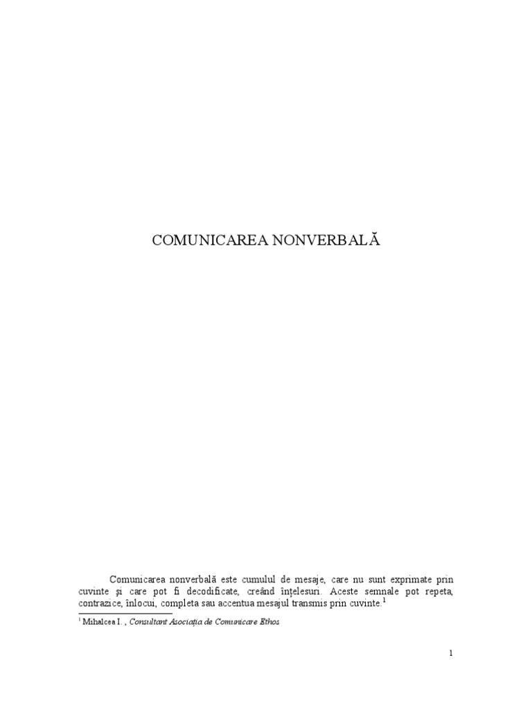 Comunicarea Non-Verbala. | PDF