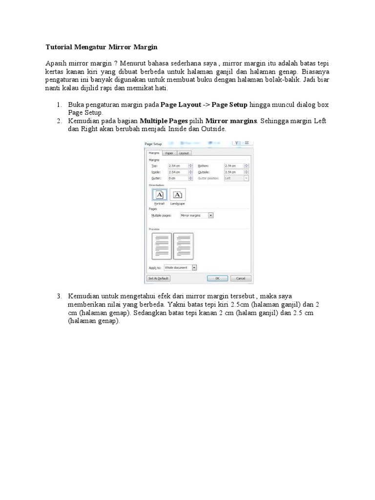 Cara Mengatur Mirror Margin Untuk Memprint | PDF