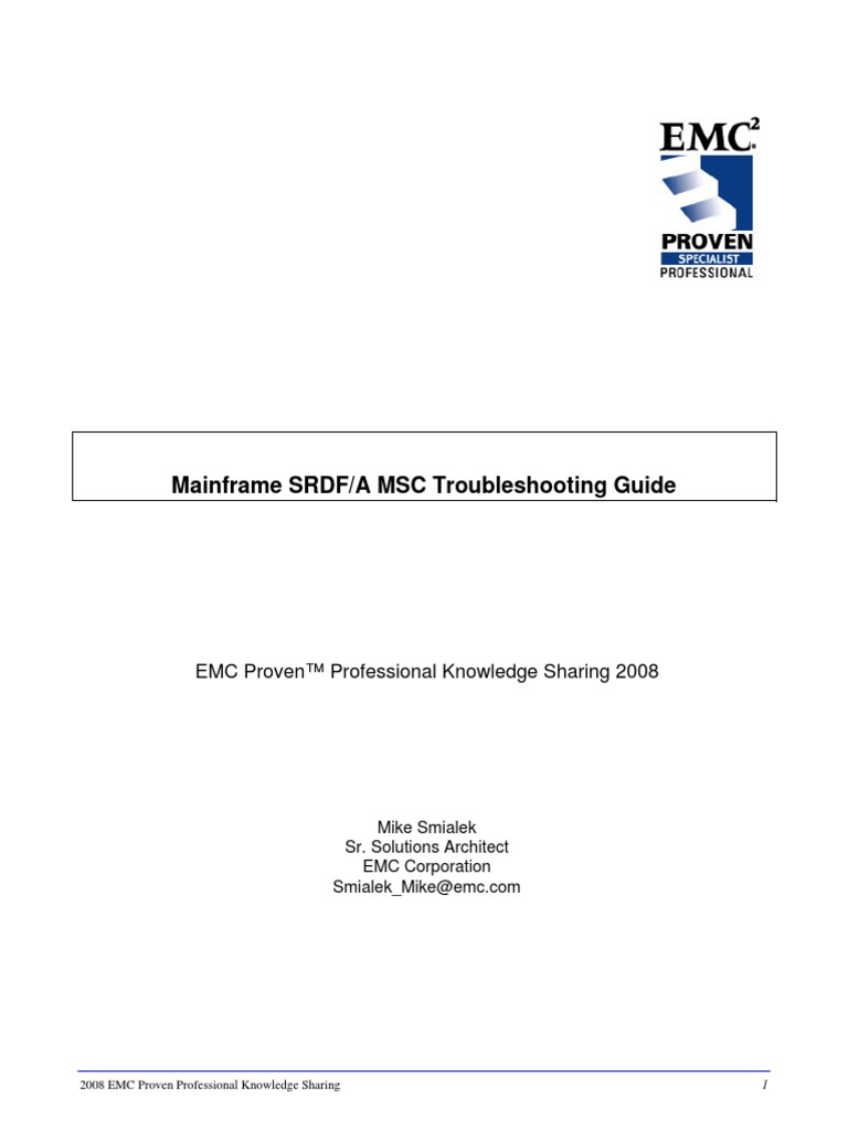 Mainframe SRDF/A MSC Troubleshooting Guide: EMC Proven™ Professional ...