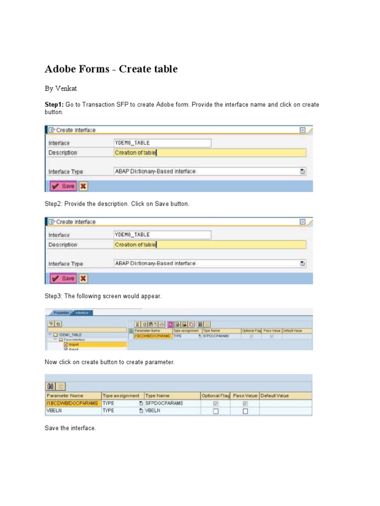 Create Adobe Forms with Tables in SFP | PDF