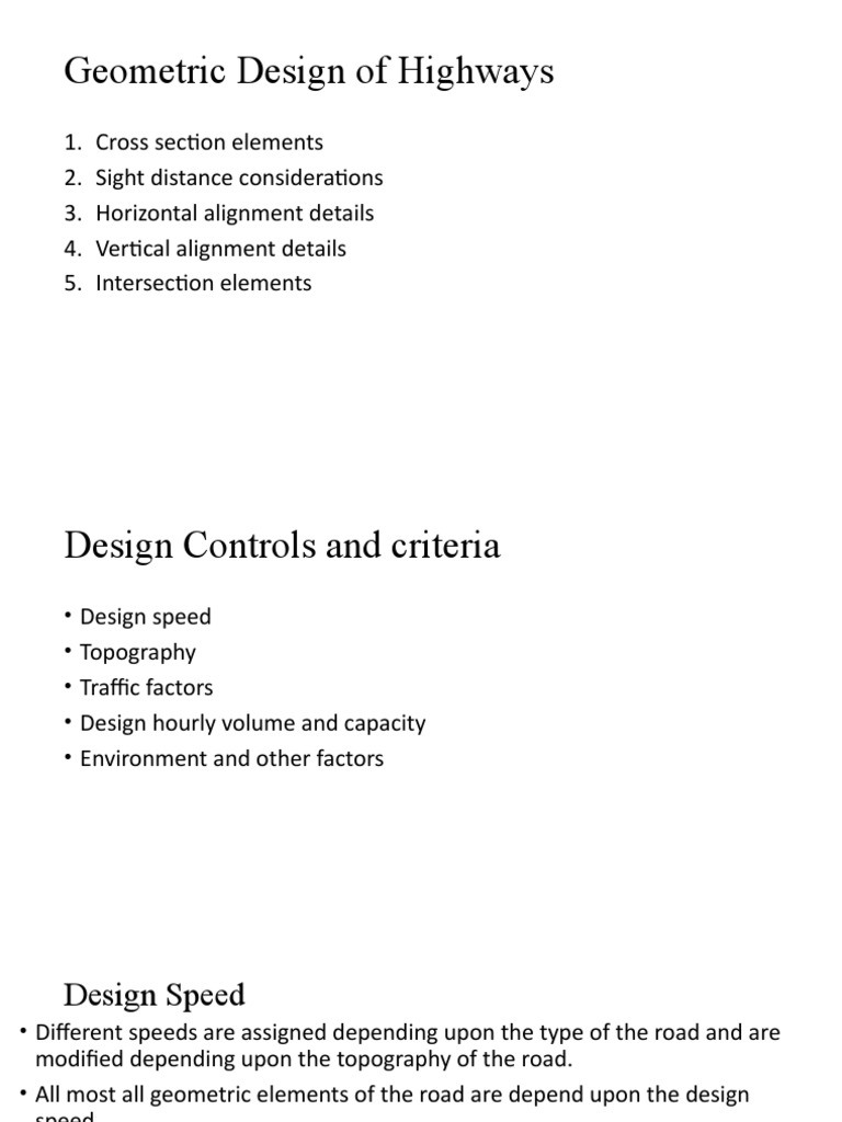 Geometric Highway Design Principles | PDF | Lane | Road